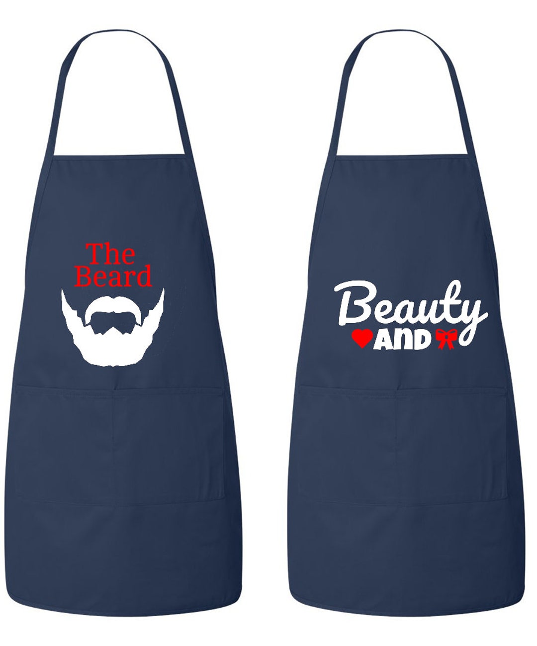 Matching Couples Aprons Set, Beauty and the Beard Aprons, Mr and Mrs ...
