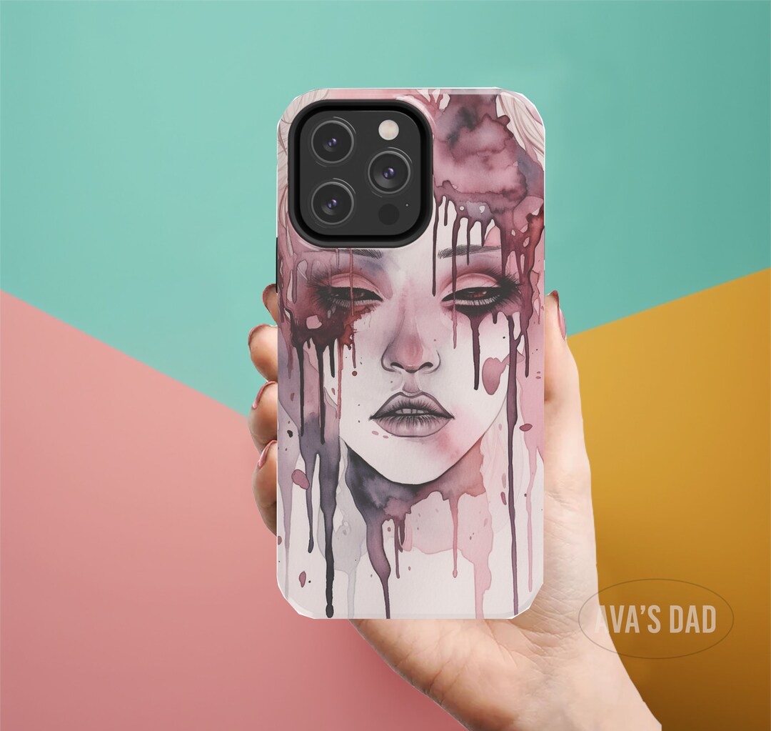 Aesthetic Gothic Watercolor Face, Goth Phone Case, Cover For, iPhone ...