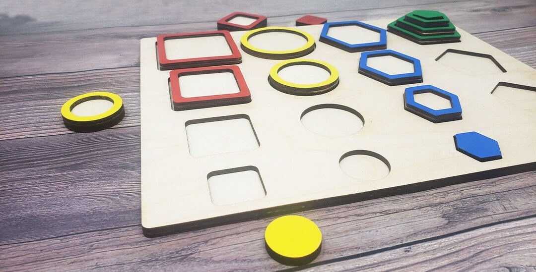 Big to Small Wooden Shape Puzzle | Shape Sorting Stacking Toy | Square ...