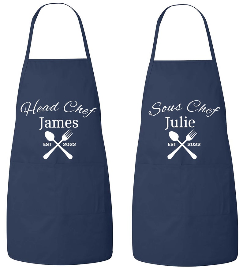 Matching Couples Aprons Set, Chef & Sous Chef Aprons, Personalized Mr ...