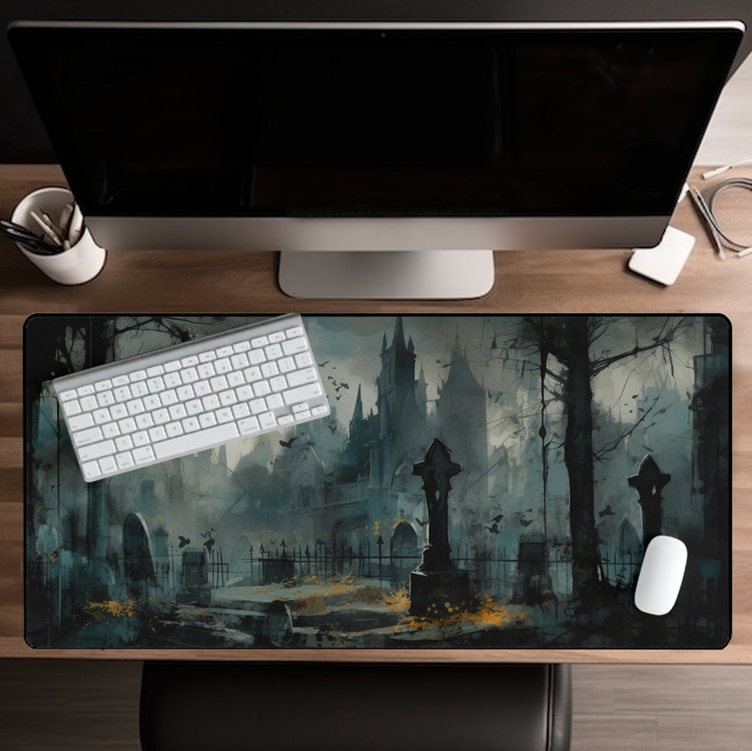 Gothic Cemetery Horror Aesthetic, Mouse Pad, Dark Noir Mousepad, Gothic ...