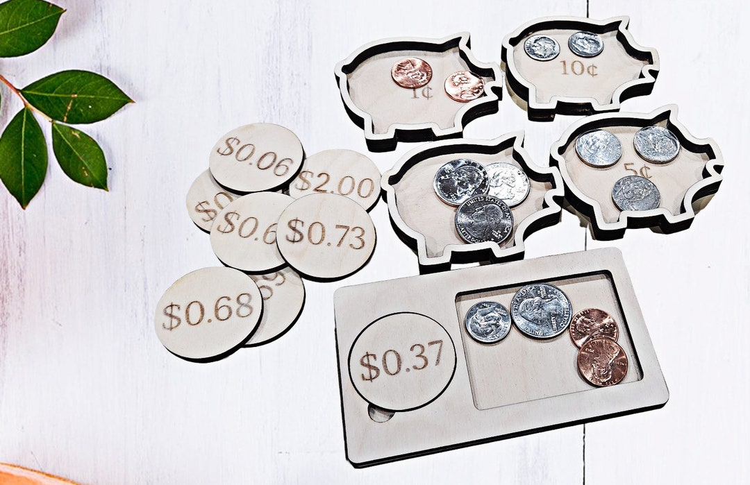 Money Sorting Activity, Wooden Math Tray, Math Board, Montessori ...