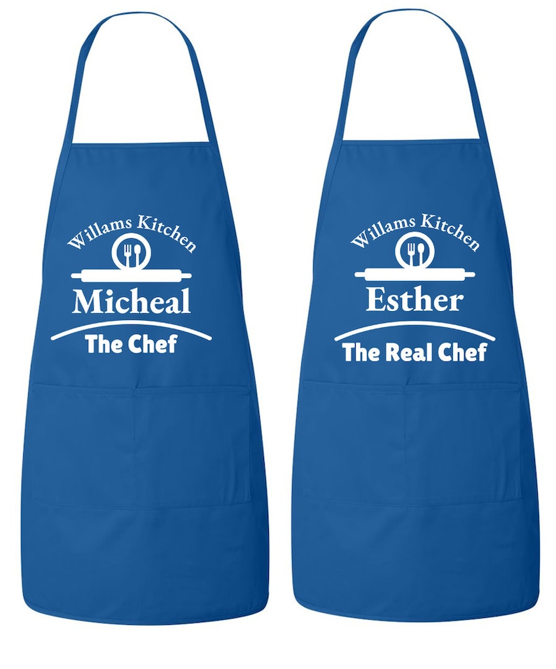 Personalized Mr and Mrs Apron Set, Matching Couples Aprons Set, Custom ...