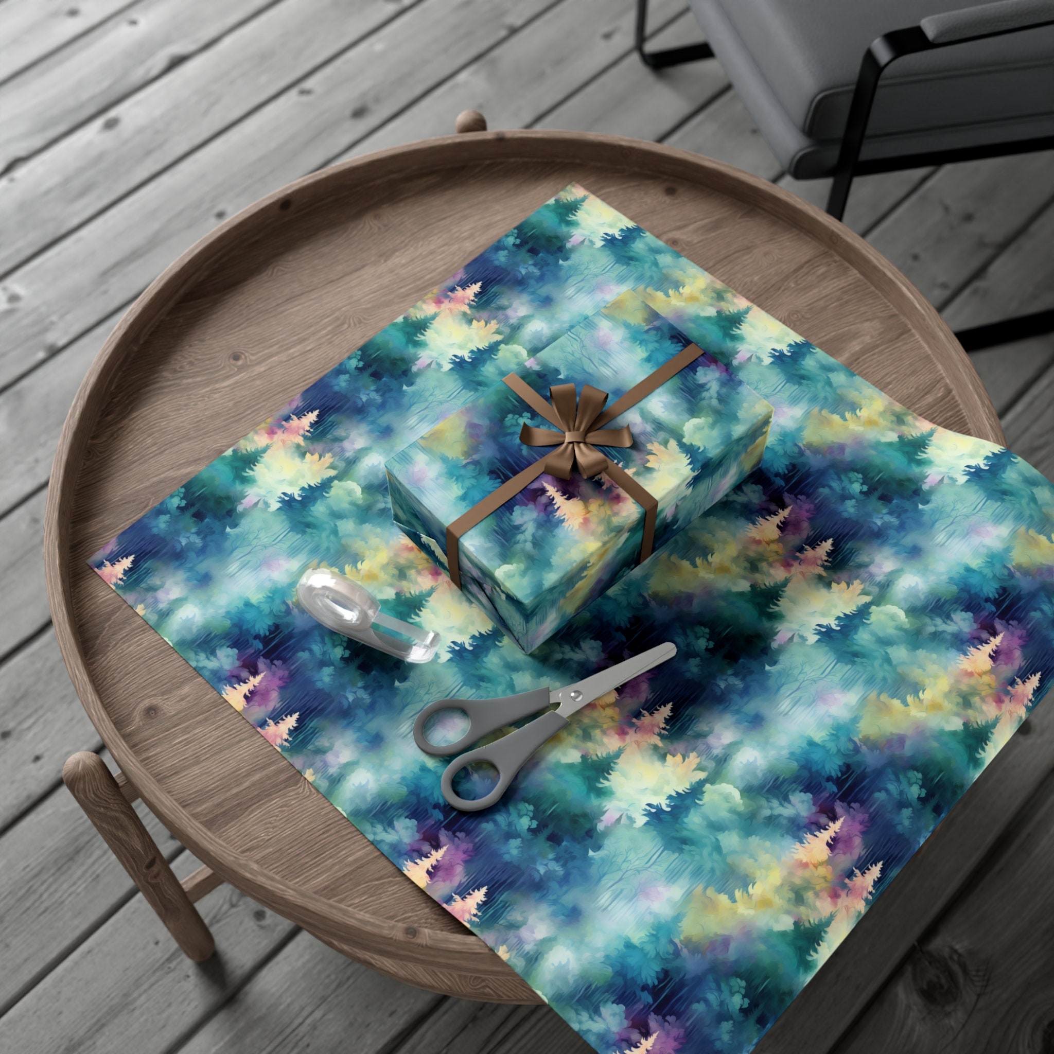 Landscape Green Tree Forest Wrapping Paper sold by Upturned Pebble ...