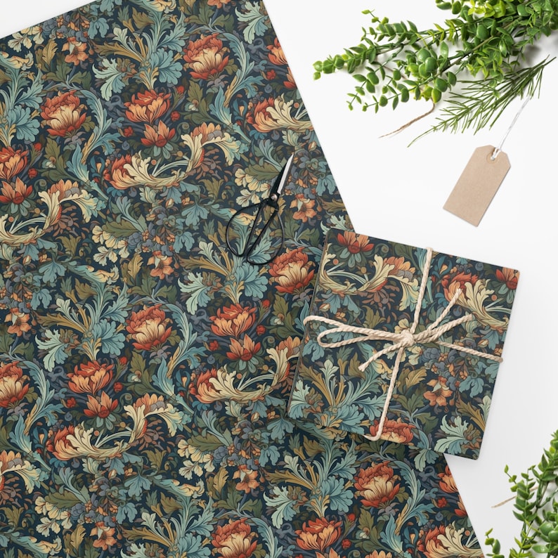 Sustainable, William Morris Aesthetic, Special Floral Wrapping Paper ...