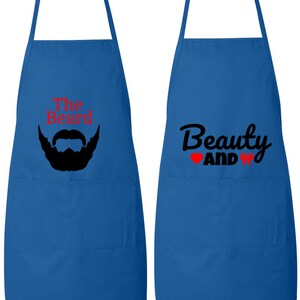 Matching Couples Aprons Set, Beauty and the Beard Aprons, Mr and Mrs Aprons, Couples Aprons ...