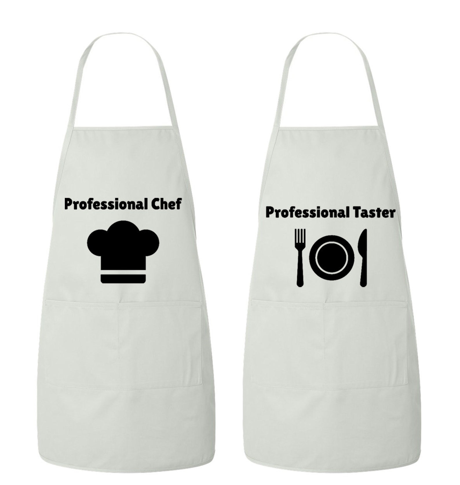 Set of Fun Matching Aprons | Professional Chef and Taster | His and ...