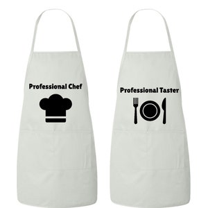 Set of Fun Matching Aprons | Professional Chef and Taster | His and ...