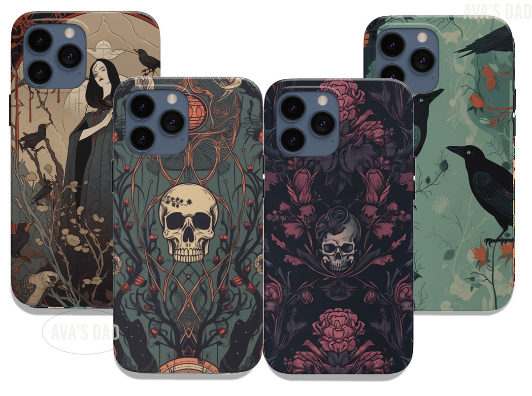 Aesthetic Gothic, Goth Phone Case, Rose, Skull, Vines, Cover For ...