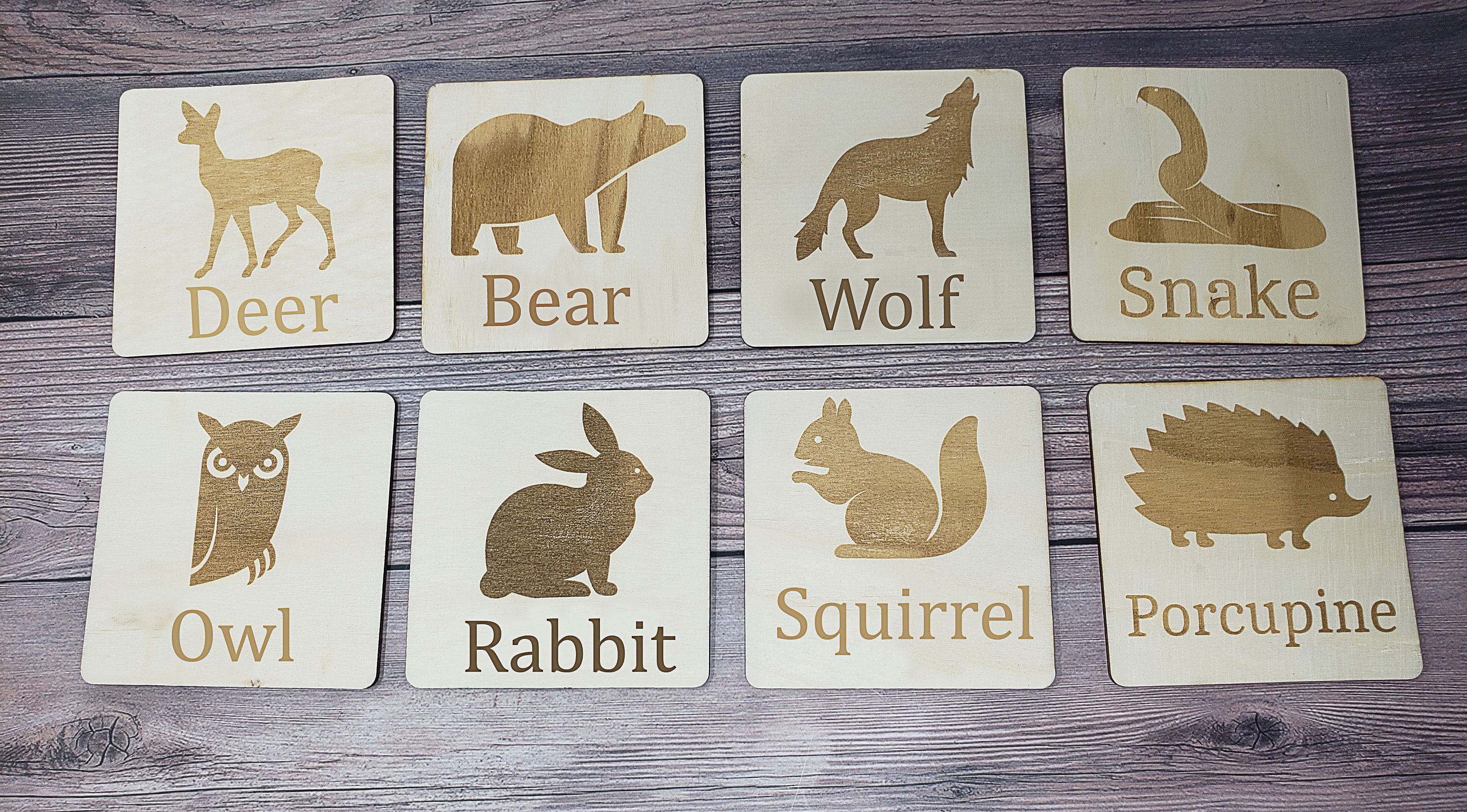 Animal Bilingual Double Sided Wooden Flashcards Montessori | Etsy