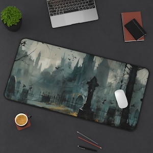 Gothic Cemetery Horror Aesthetic, Mouse Pad, Dark Noir Mousepad, Gothic ...