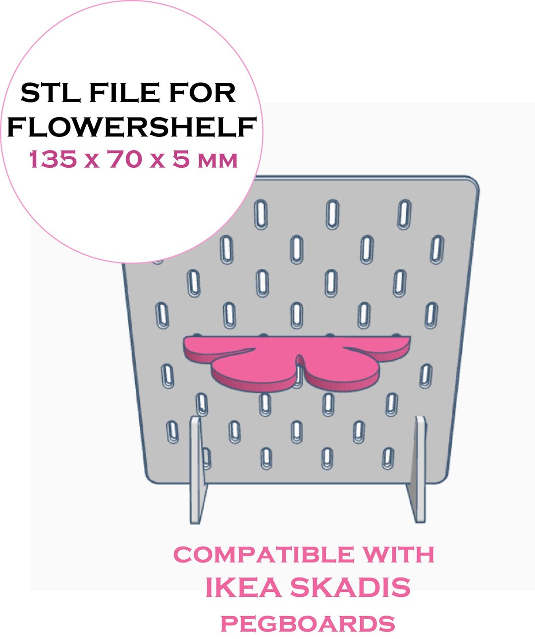 Flower-shaped Shelf Digital STL File for Pegboards - Etsy
