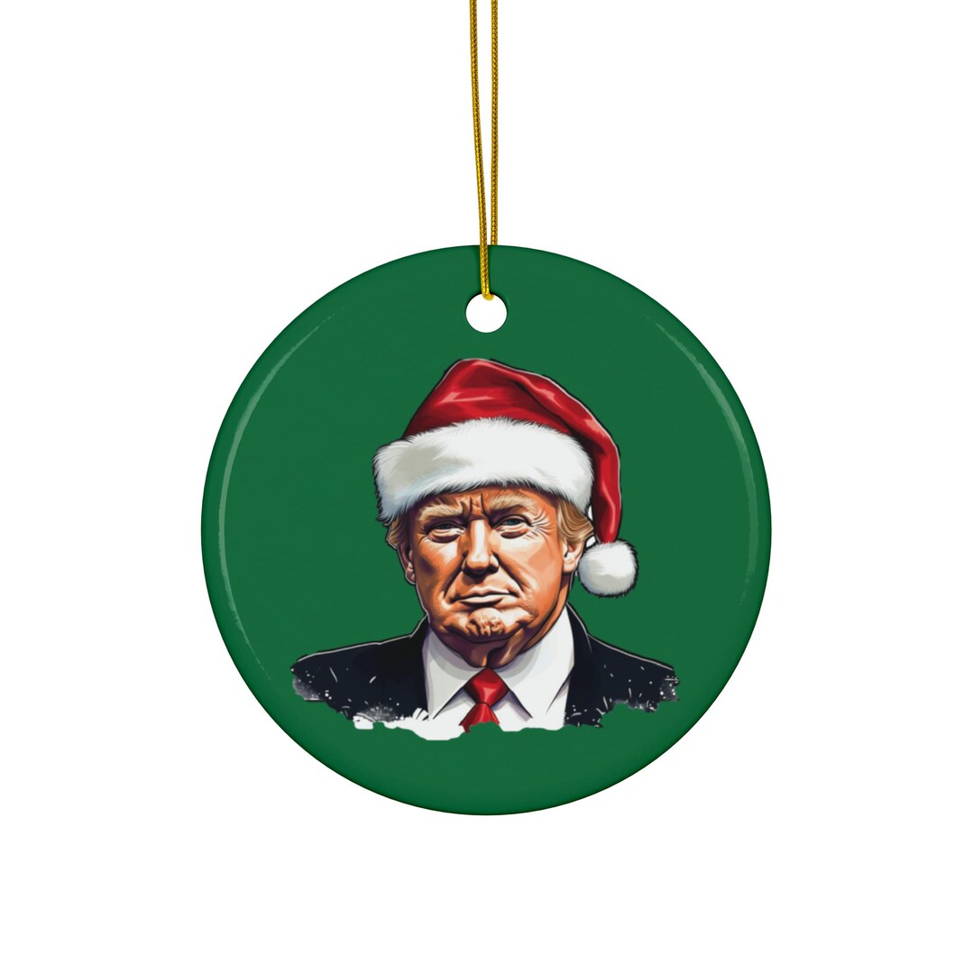 Ceramic Ornament - Trump Christmas Ornament, Santa Hat, Trump 2024 ...