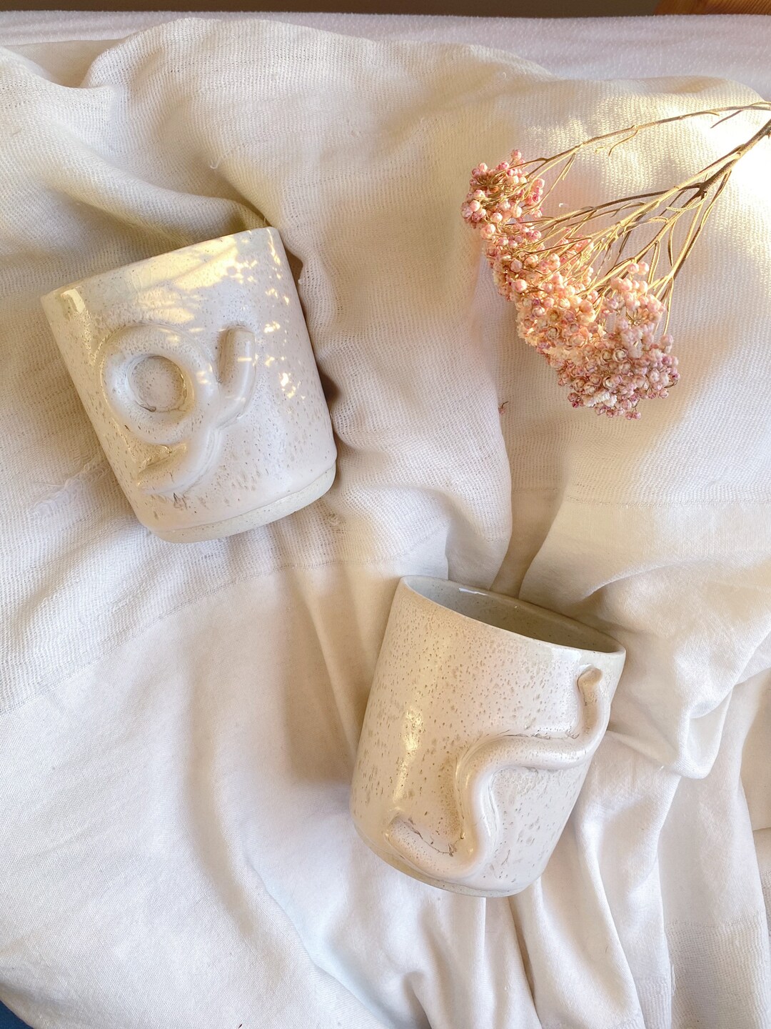 Squiggly Cup Set Minimalist Cup Set Cream-colored Set of - Etsy