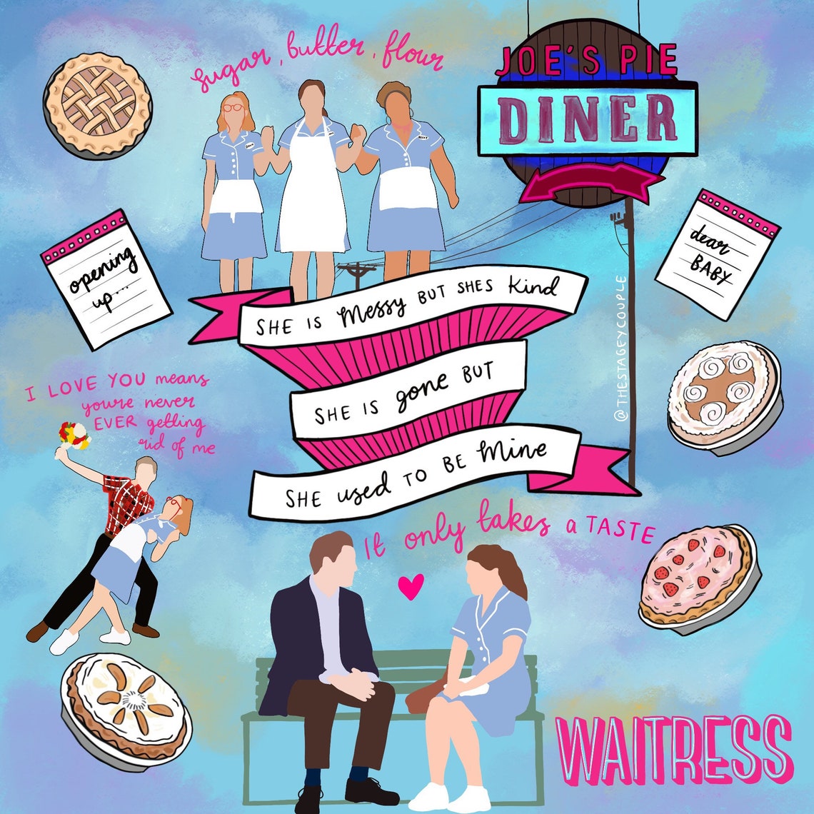 Musical print series Waitress | Etsy