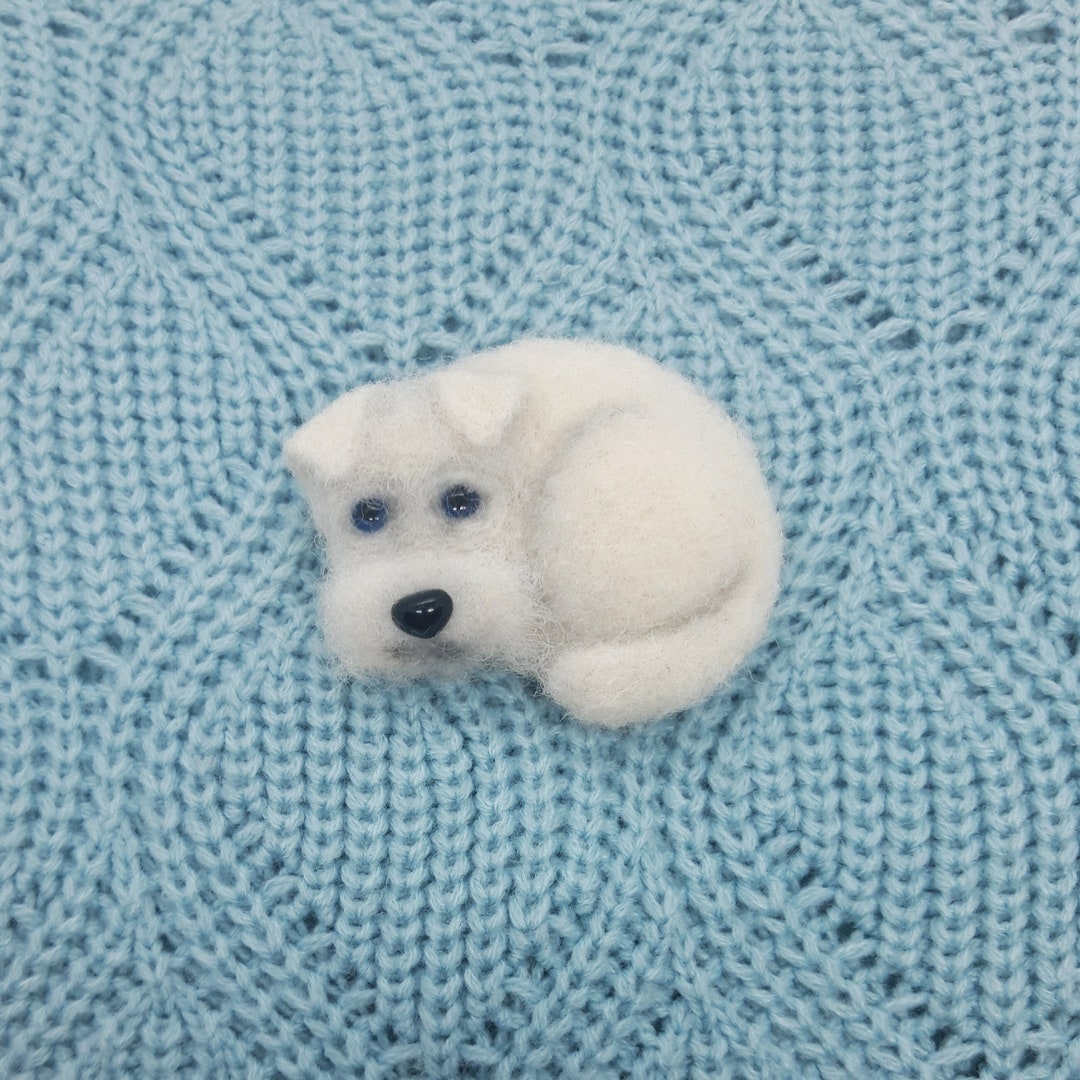 Felted Dog Brooch White Long Haired Jack Russell Terrier Pin - Etsy