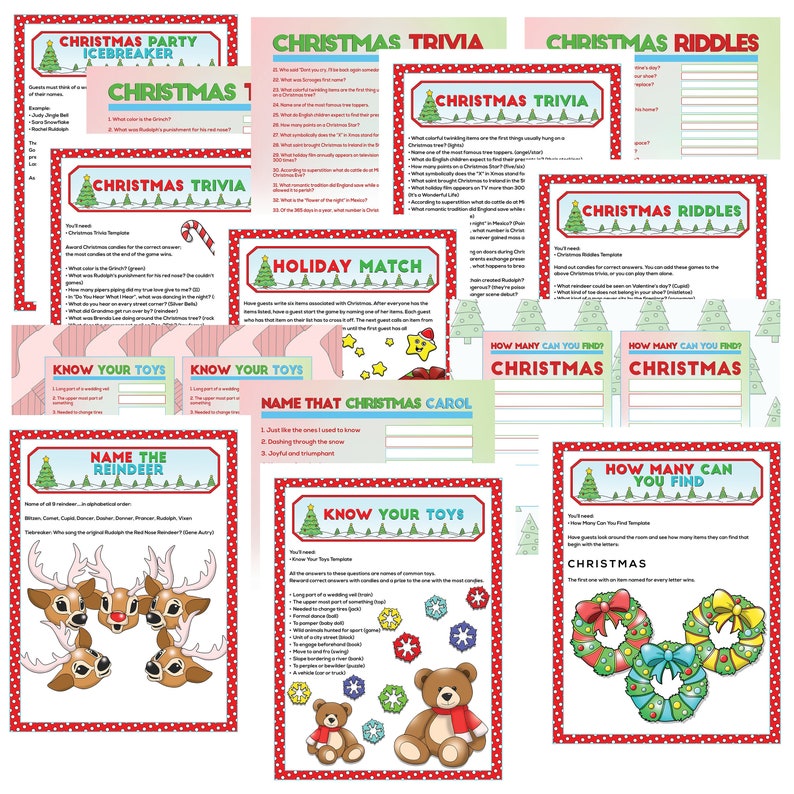 9 Games in One Party Bundle Pack, Family Christmas Games, Christmas ...