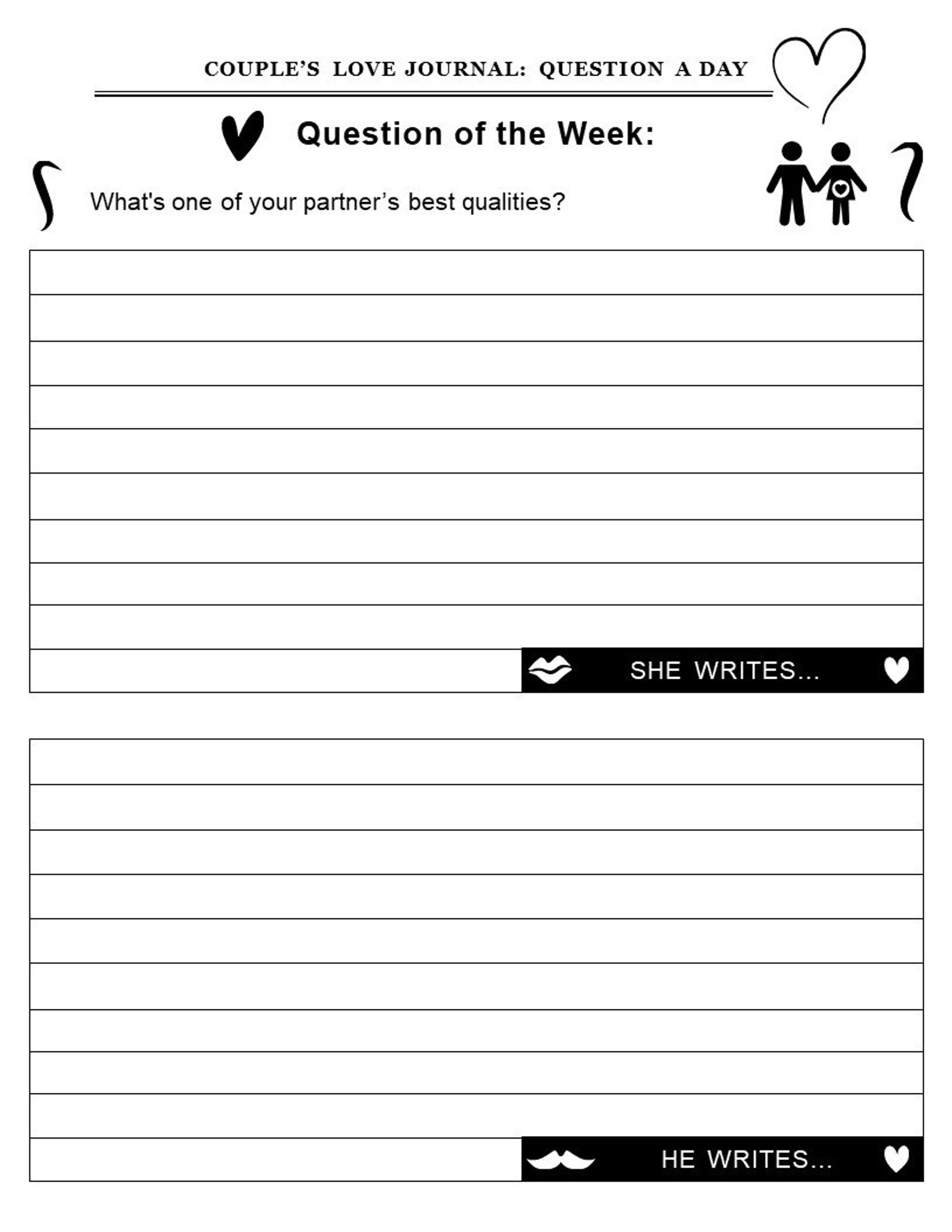 Couple's Love Journal | Couple's Sets of Questionnaire | Instant ...