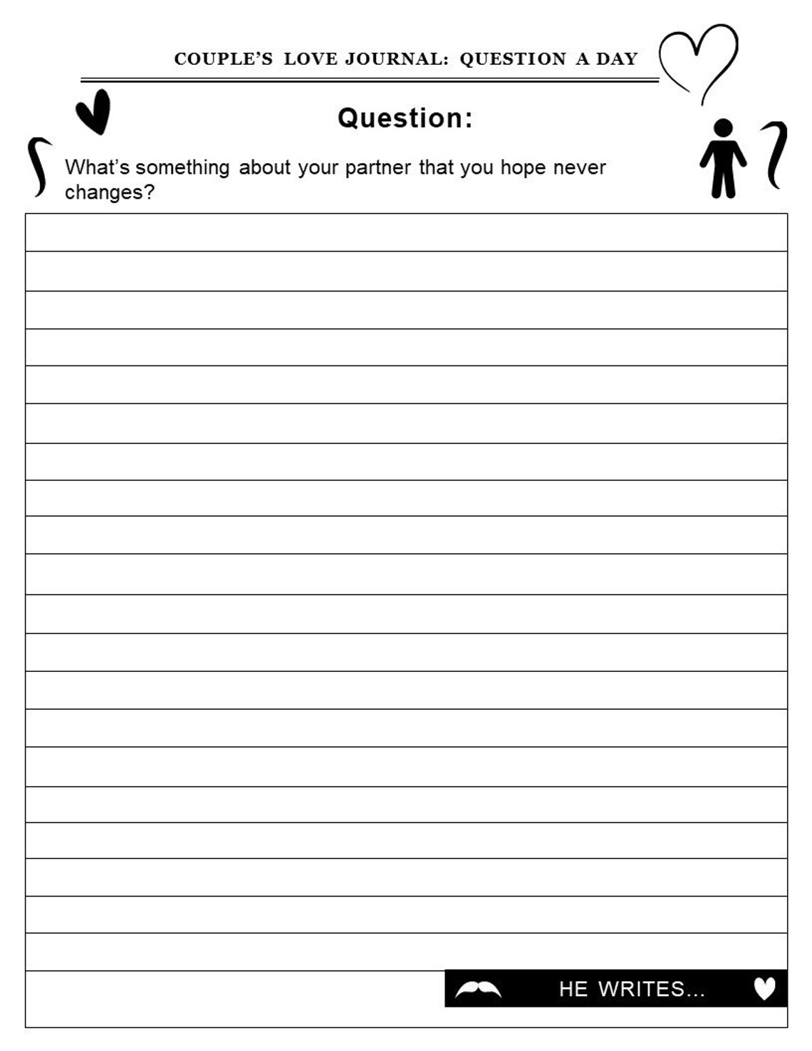 Couple's Love Journal | Couple's Sets of Questionnaire | Instant ...