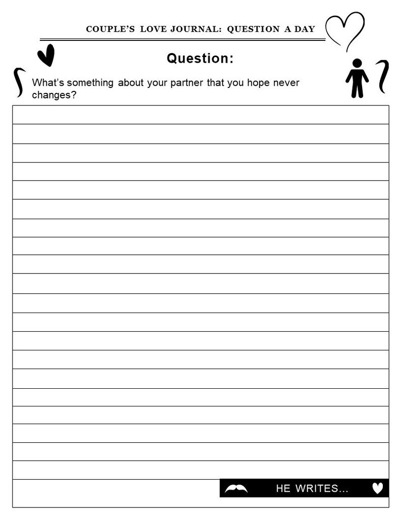 Couple's Love Journal | Couple's Sets of Questionnaire | Instant ...