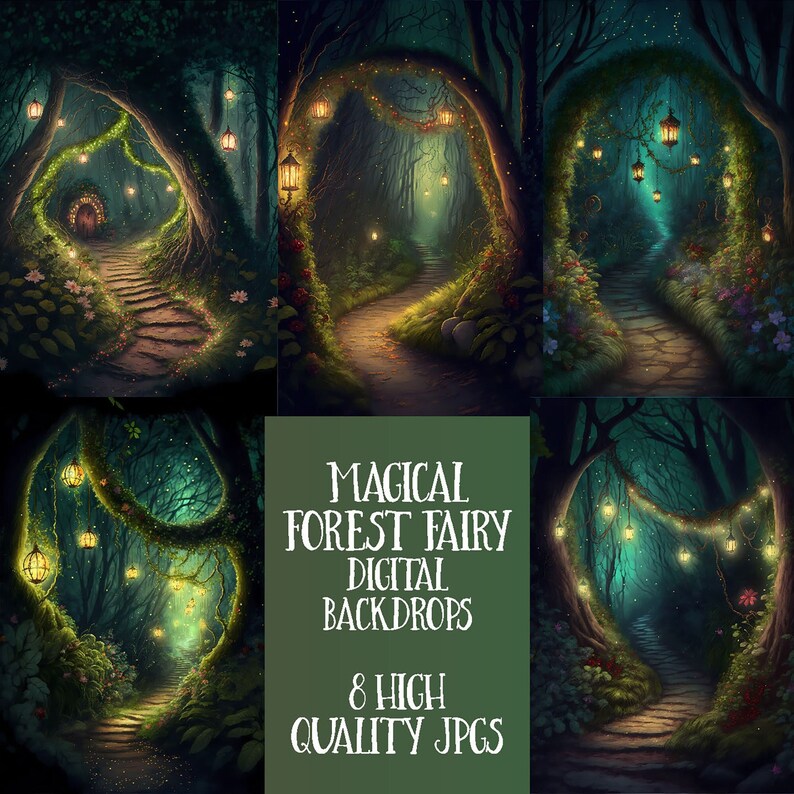 Magical Forest Fairy Digital Backdrops Collection 8 Elegant Luxurious ...