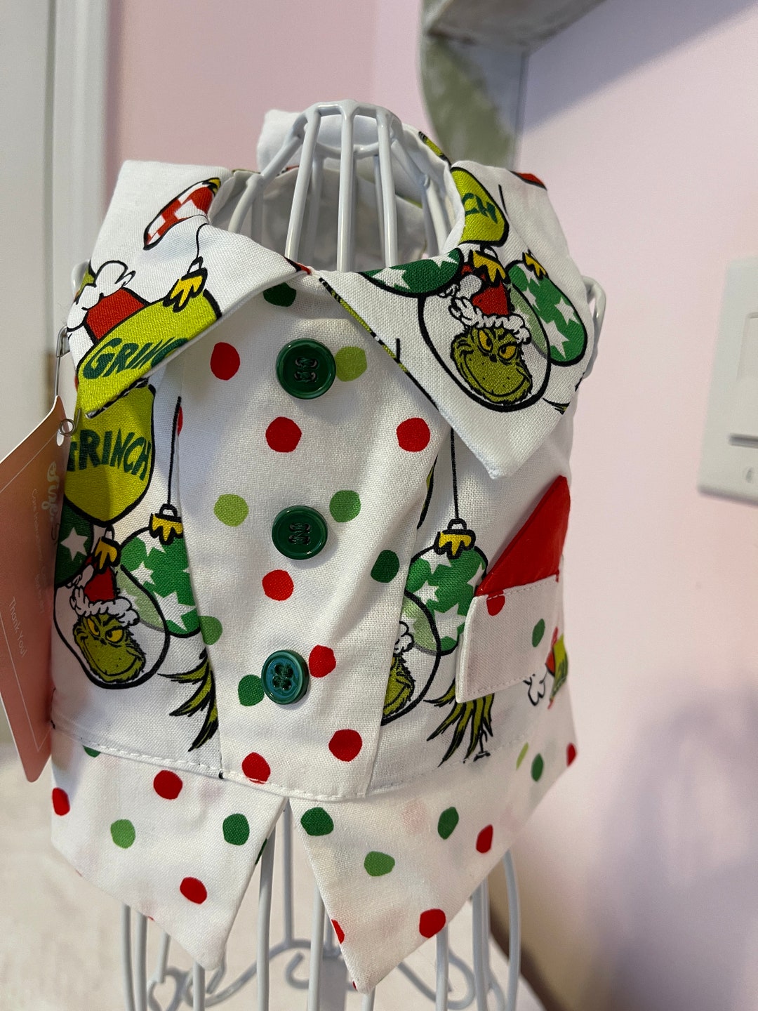 White Grinch With Polka Dot Vest - Etsy