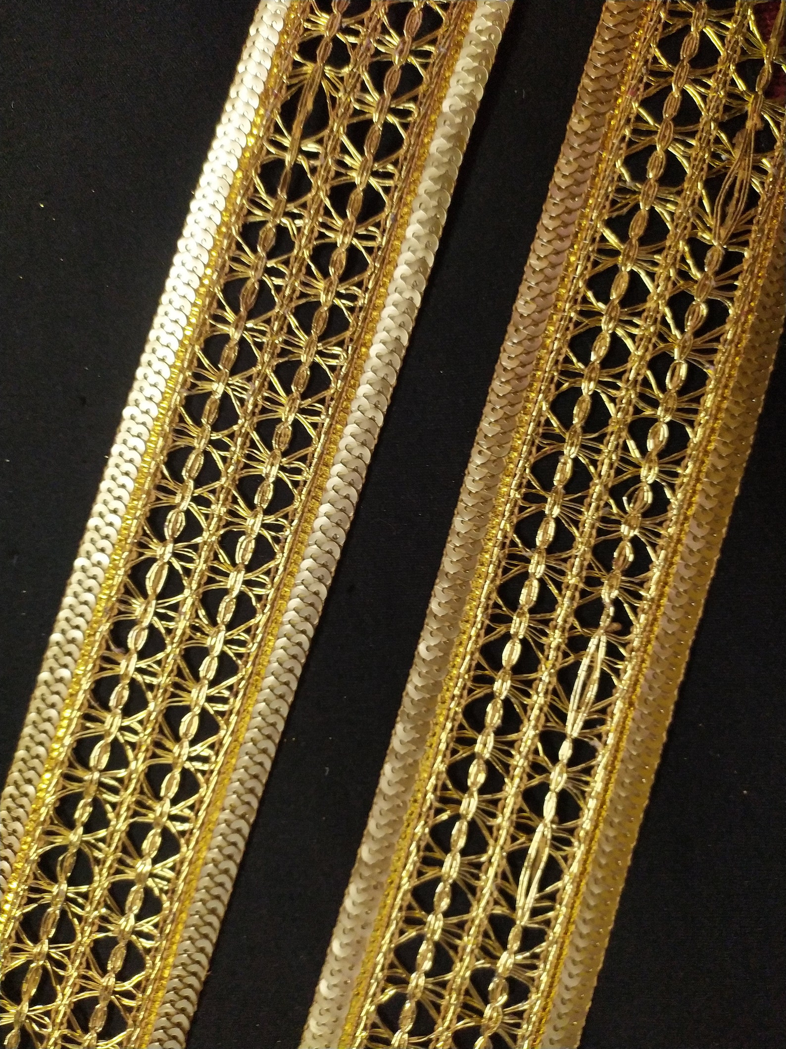 By Yard Indian Metallic Gold Color Net Woven Work Sequin Gimp | Etsy