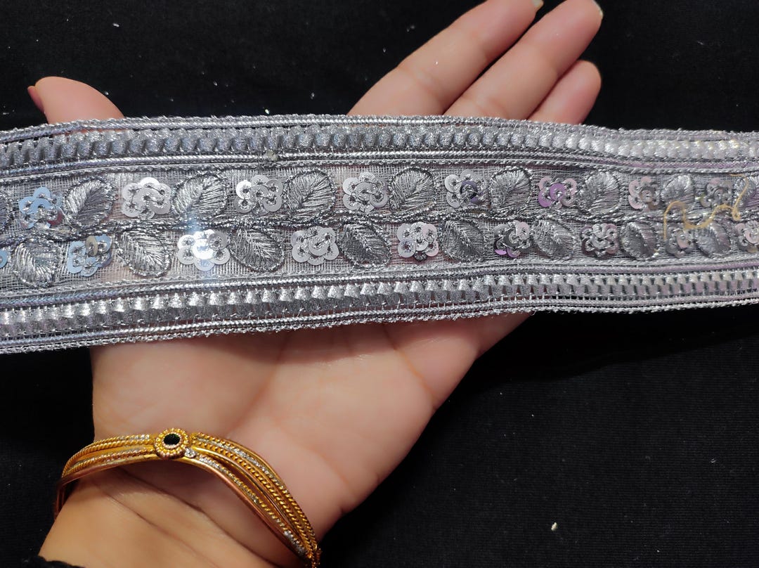 By Yard Indian Metallic Silver Color Trim, Silver Trim, Silver Net ...