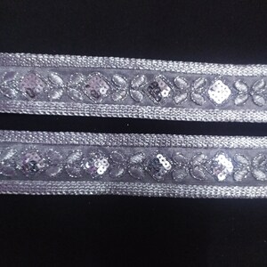 BY Yard Indian Metallic Silver Colour Net Fabric Floral Sequin ...