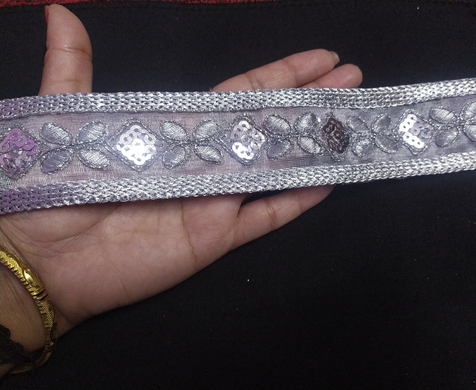 BY Yard Indian Metallic Silver Colour Net Fabric Floral Sequin - Etsy