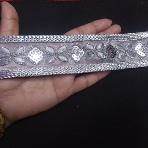 BY Yard Indian Metallic Silver Colour Net Fabric Floral Sequin ...