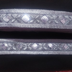BY Yard Indian Metallic Silver Colour Net Fabric Floral Sequin ...
