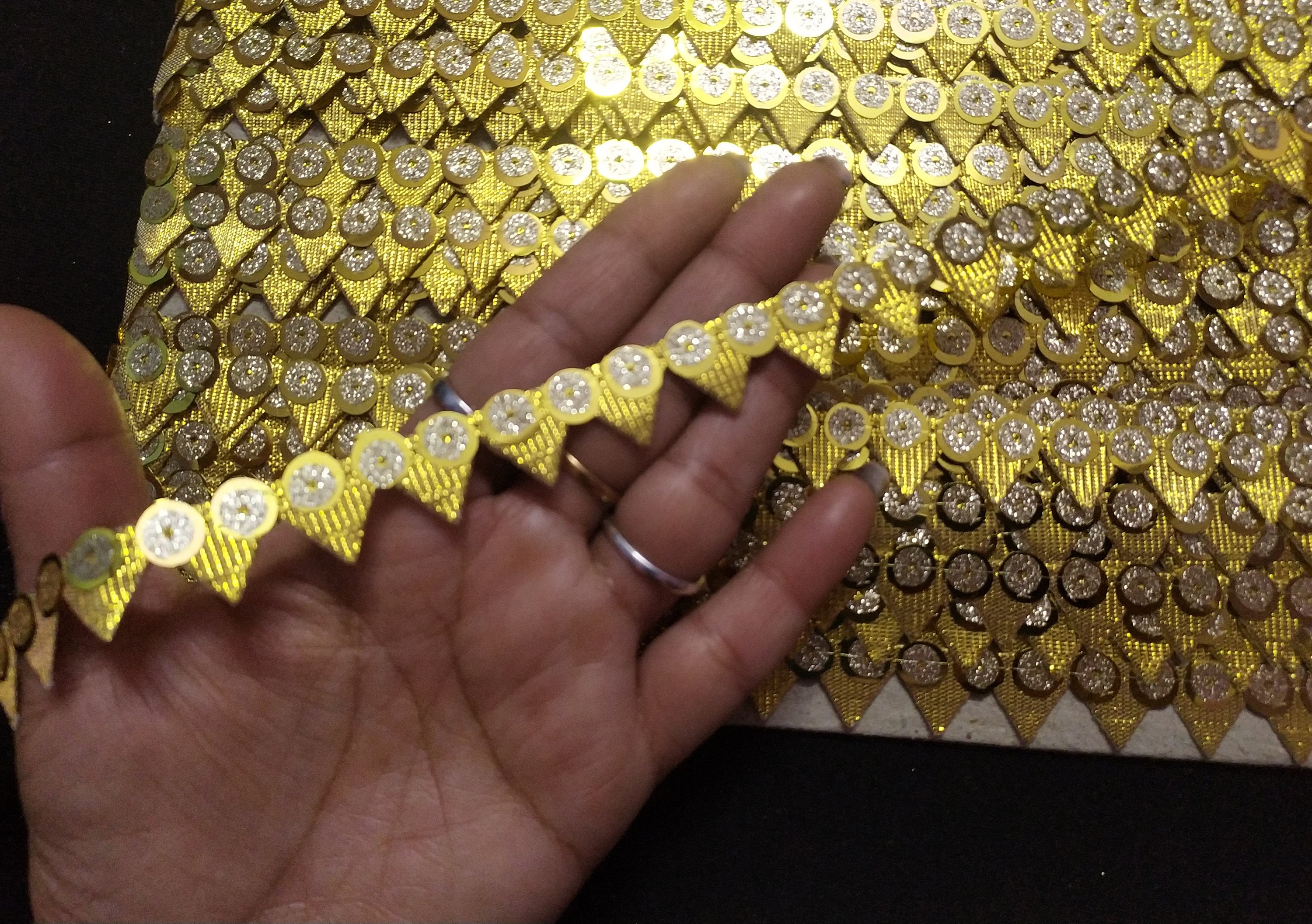 Indian Gold Sequin Fringe Trim: Metallic Sari Border - Etsy