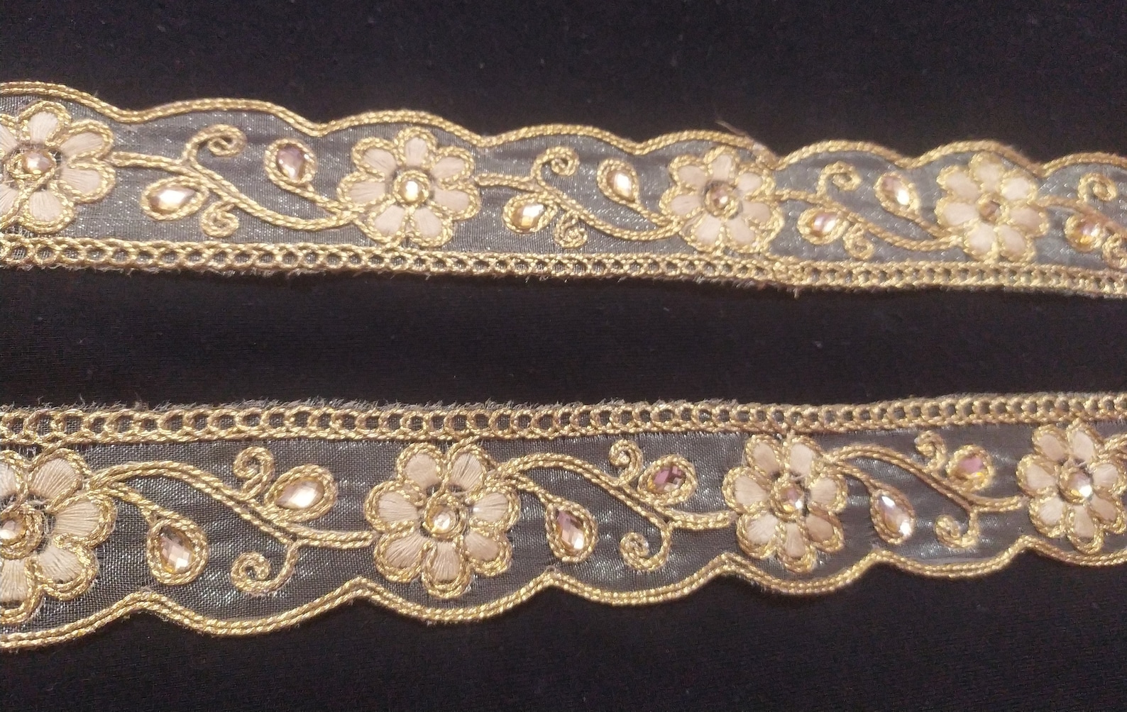 Gold Beaded Net Trim: Indian Sari Ribbon Border - by the Yard - Etsy