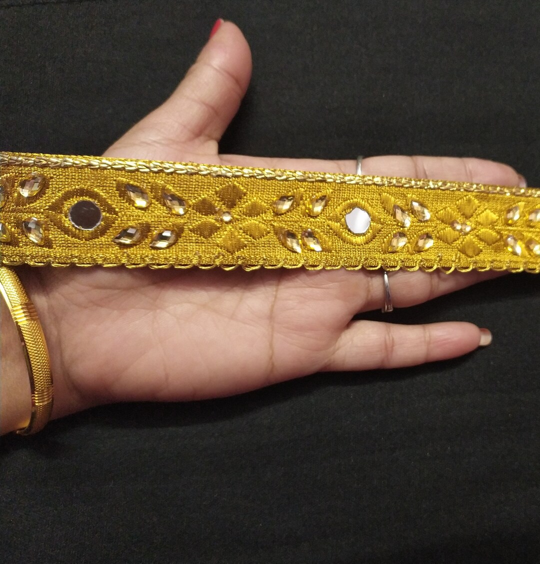 By Yards Indian Metallic Gold Trim, Gold Beaded Trim, Wholesale Trim ...