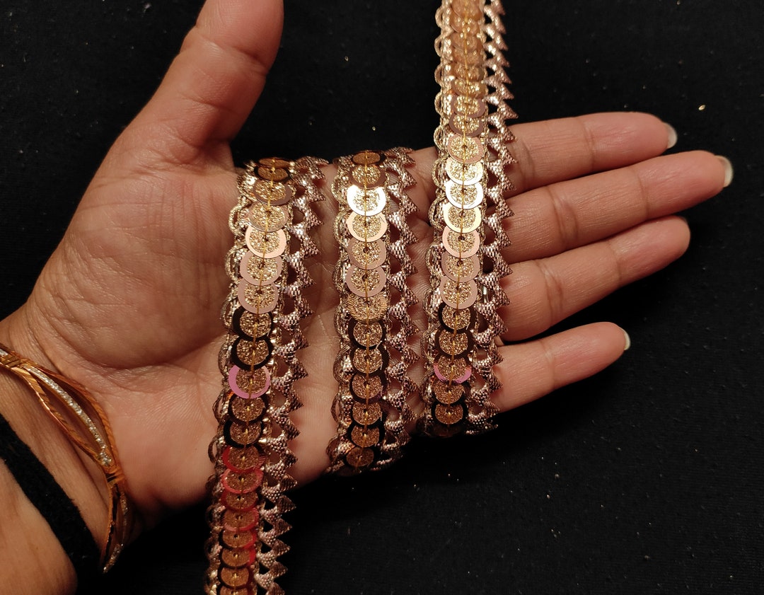 BY Yard Indian Metallic Copper Gold Color Trim, Copper Gold Trim ...