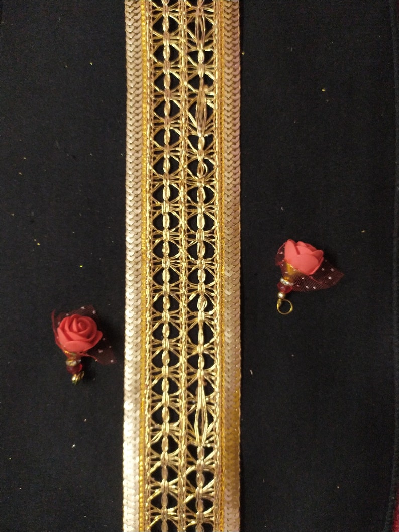 By Yard Indian Metallic Gold Color Net Woven Work Sequin Gimp | Etsy