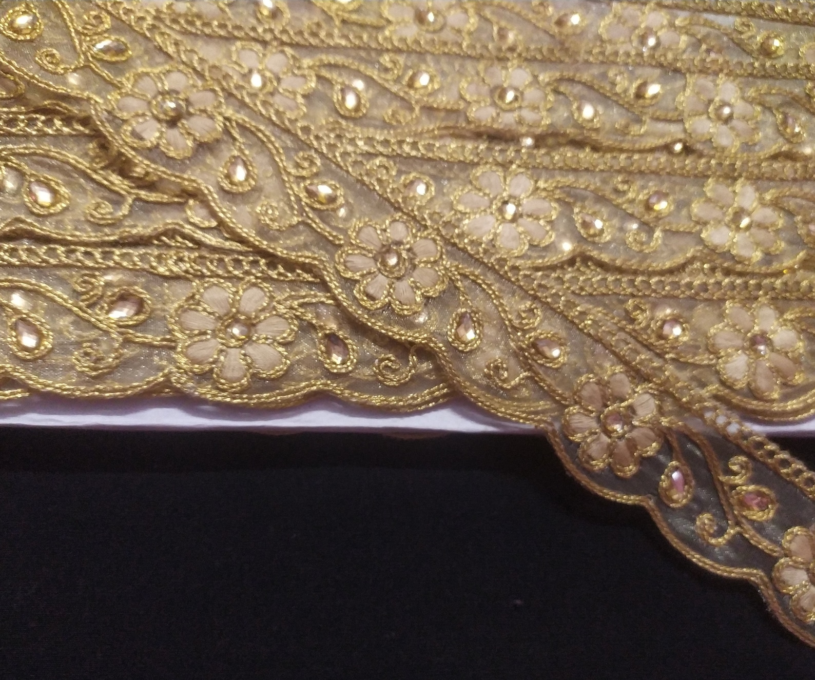 Gold Beaded Net Trim: Indian Sari Ribbon Border - by the Yard - Etsy