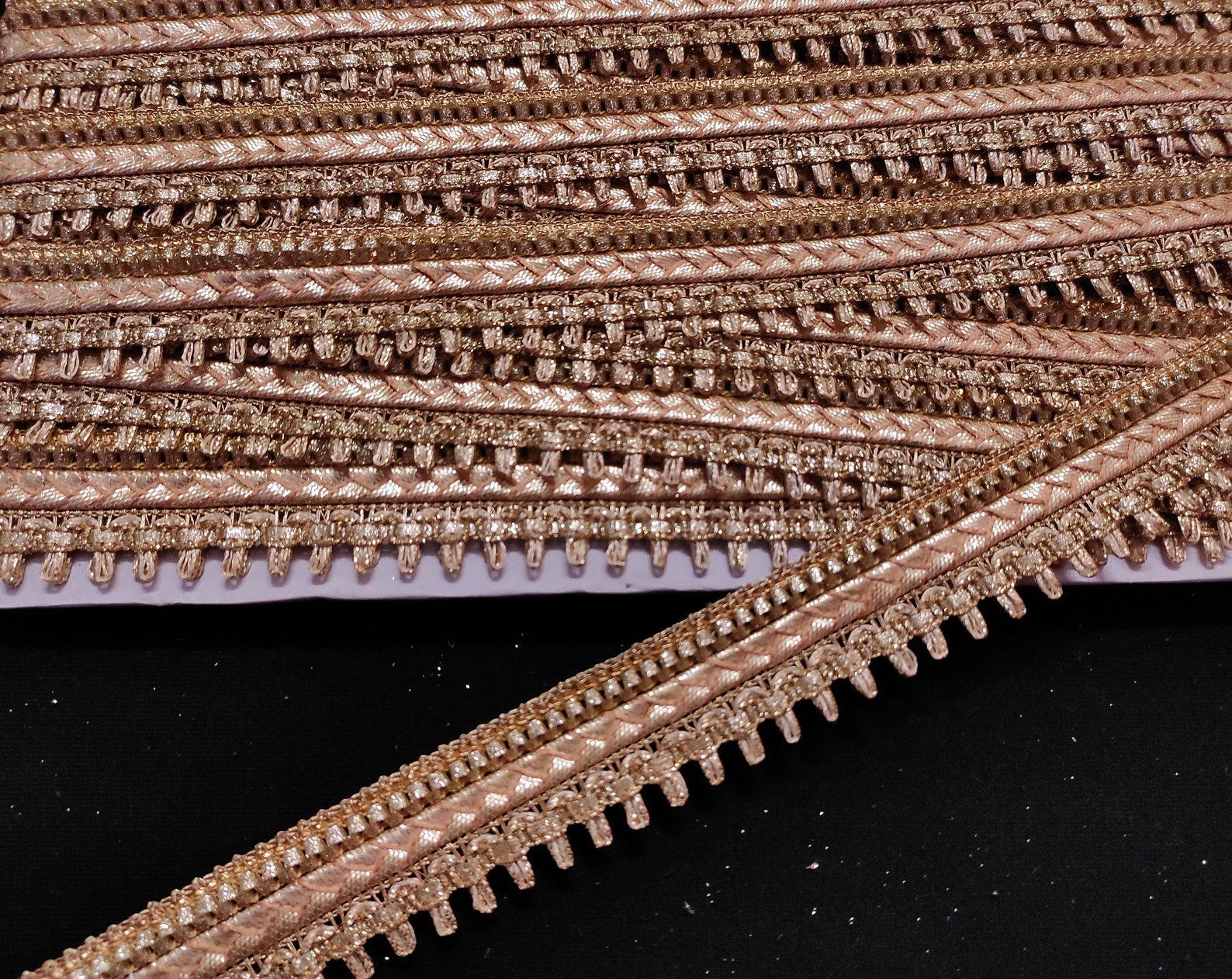 By Yard Indian Metallic Copper Gold Color Fringe Fabric Ribbon - Etsy