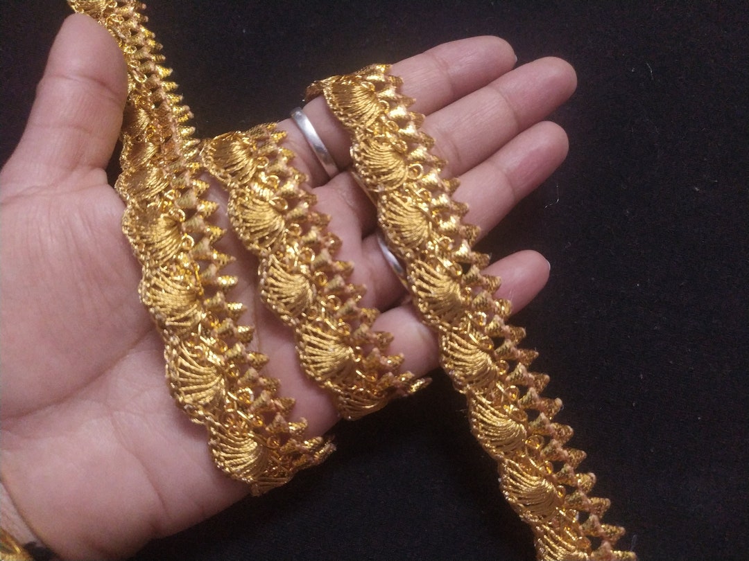 By Yards Indian Gold Color Trim, Gold Trim, Gold Fringe Trim, Gold ...