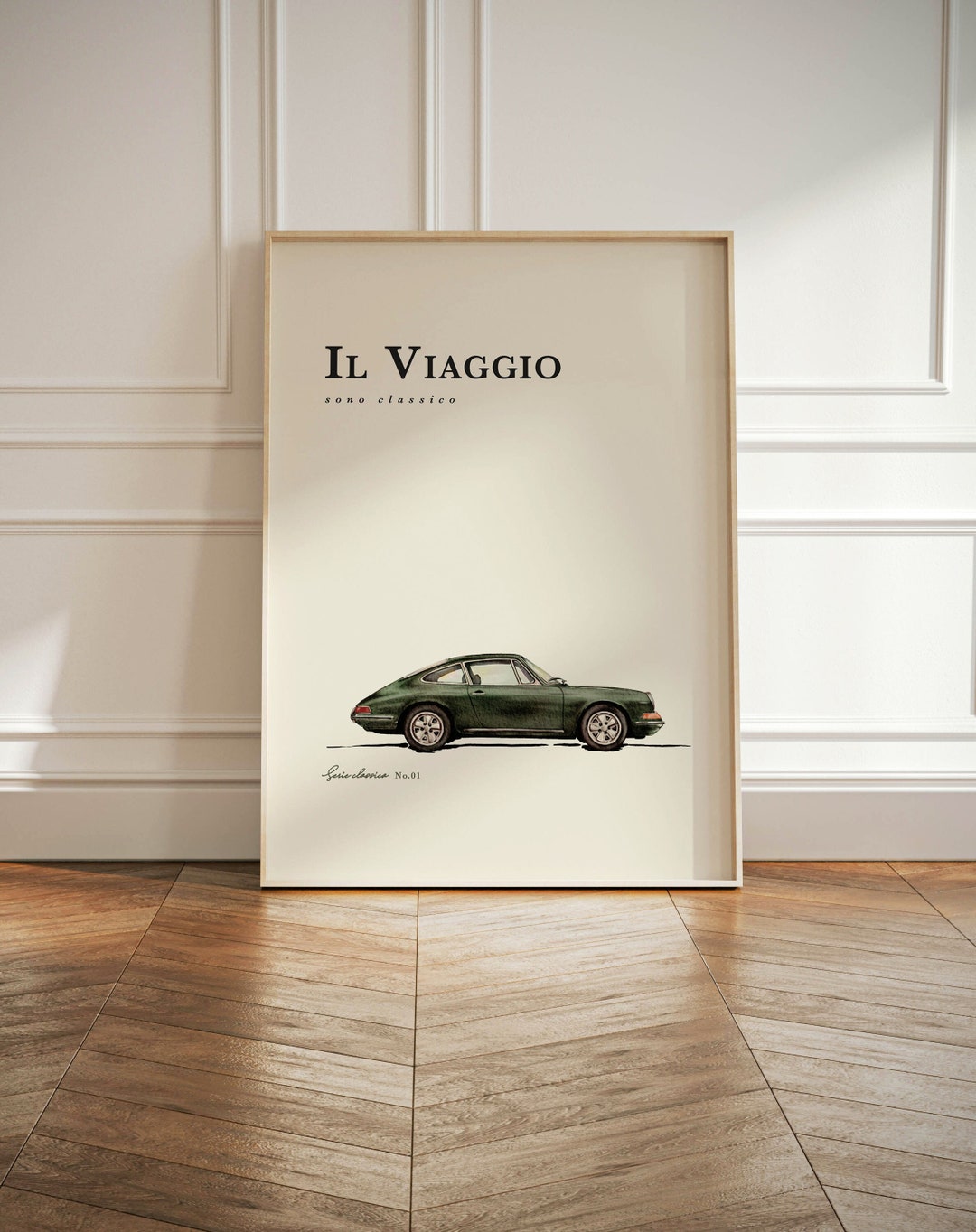 Classic Green Sport Car Print, Car Illustrations, Retro Car Poster ...