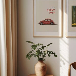 Classic Vintage CAR PRINT, Red Car Poster, Gift for Car Lover, Car ...