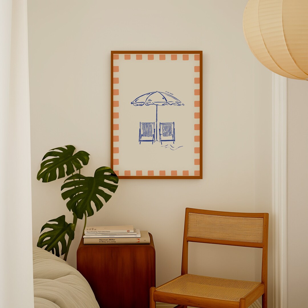 Summer Art Print, Coastal Art, Sunbathers Beach Print, Beach House Wall ...