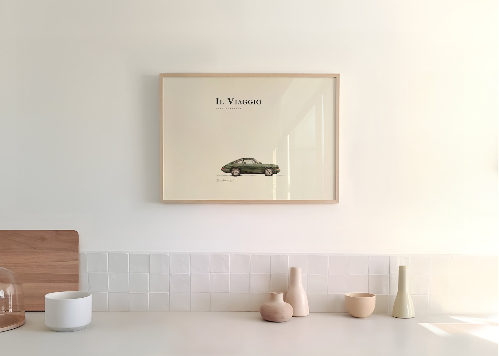 Classic Green Sport Car Print, Car Illustrations, Retro Car Poster ...
