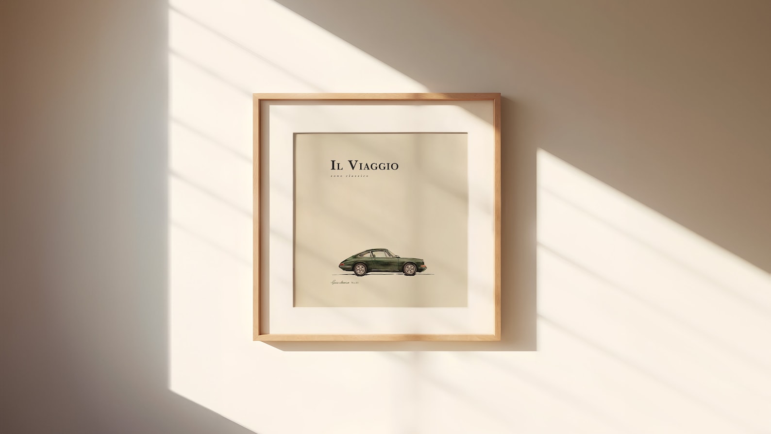 Classic Green Sport Car Print, Car Illustrations, Retro Car Poster ...