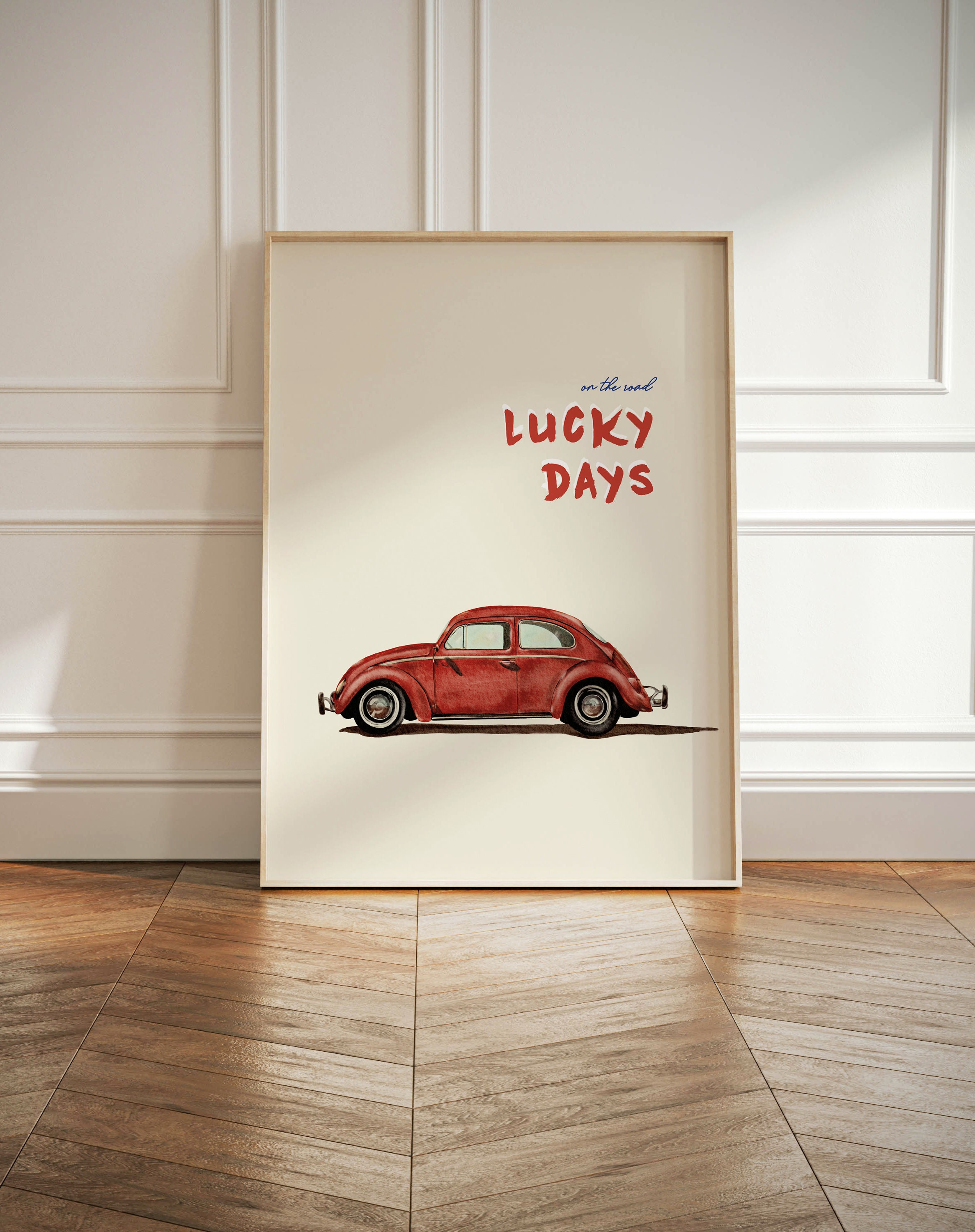 Classic Vintage CAR PRINT, Red Car Poster, Gift for Car Lover, Car ...