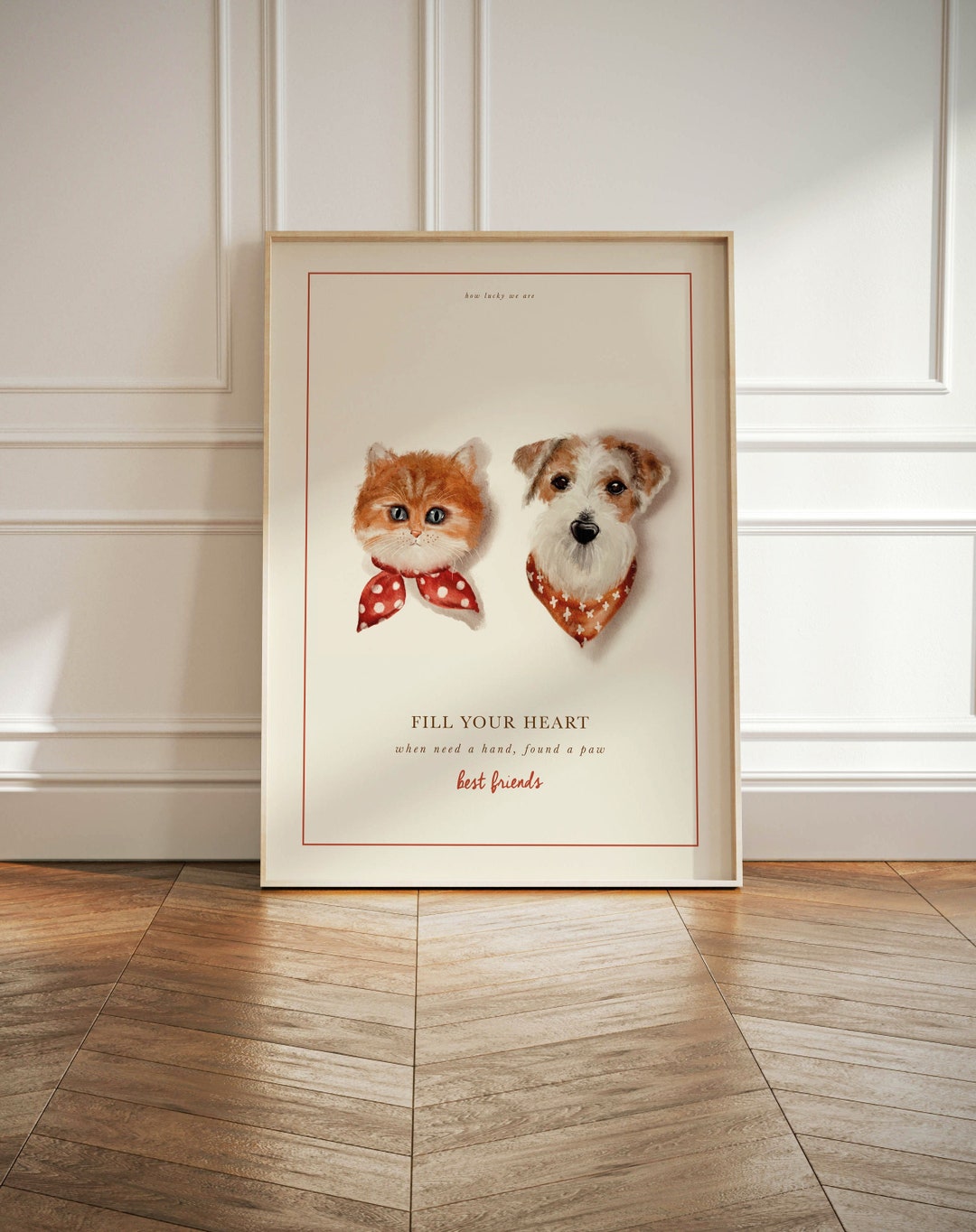 Dog and Cat Watercolor Print, Cat and Dog Poster, Pet Wall Art ...