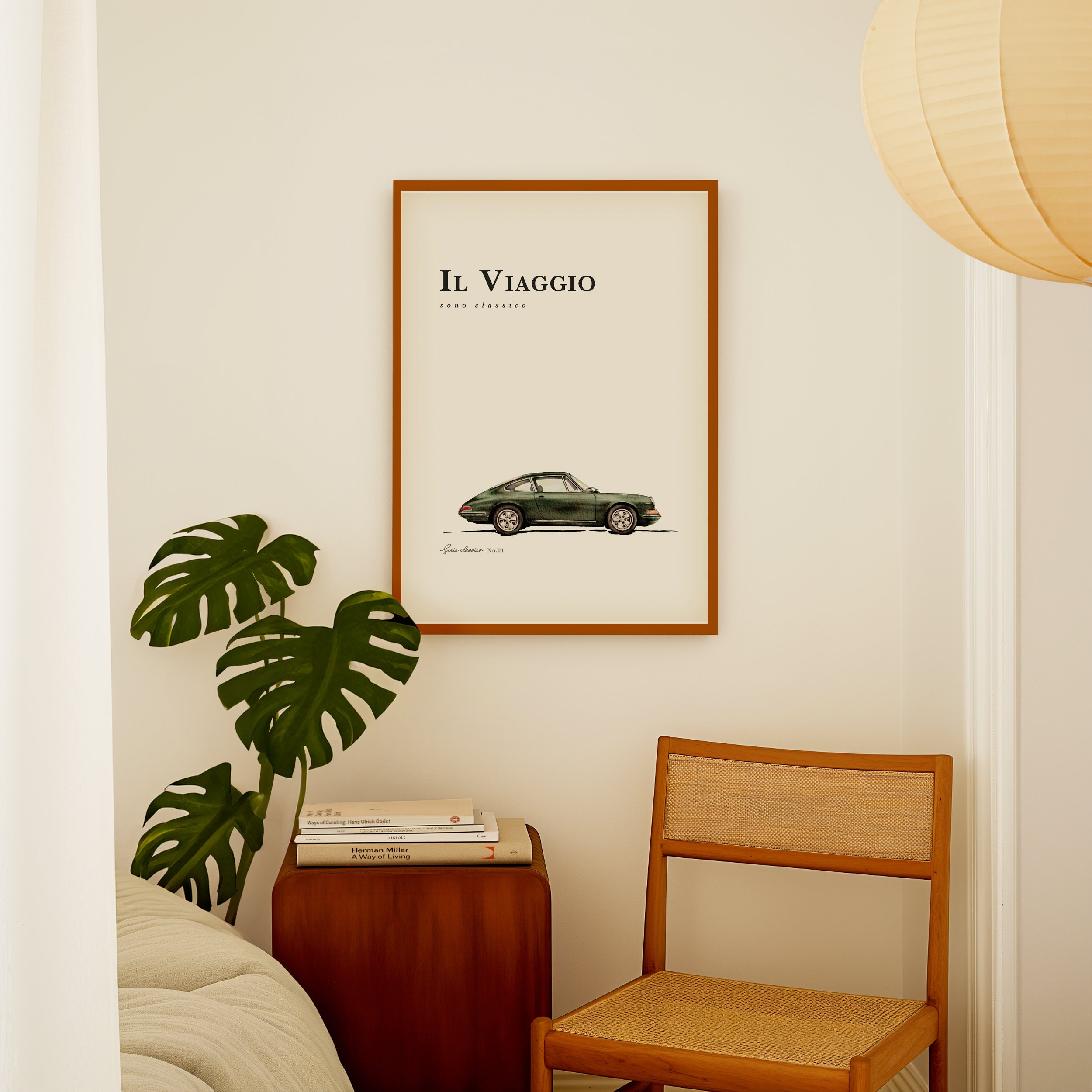 Classic Green Sport Car Print, Car Illustrations, Retro Car Poster ...