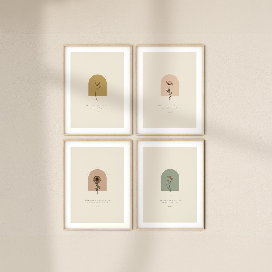 Rumi's Color Quote Set, Hygge Wall Set, Rumi, Quote Print, Rumi Quote ...