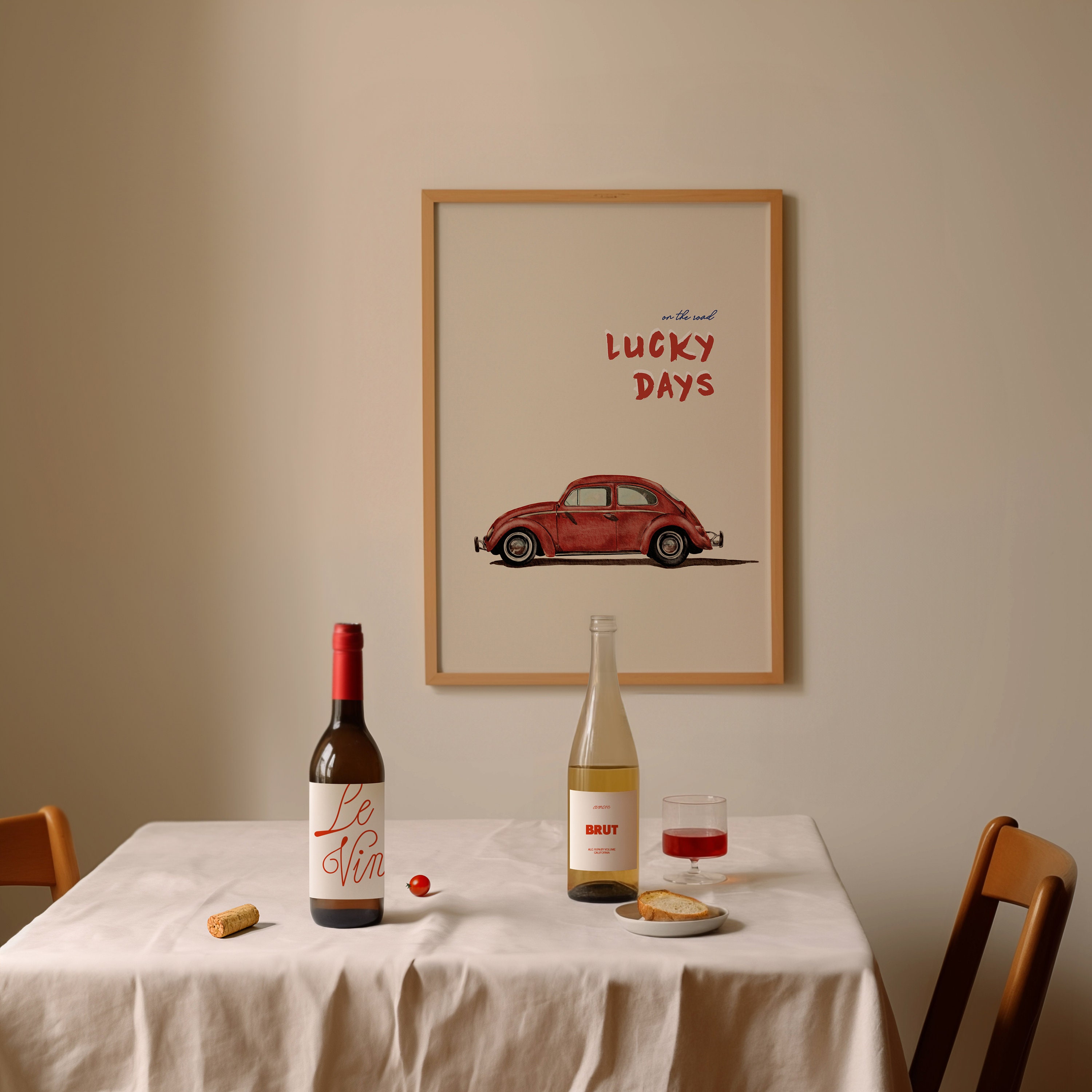 Classic Vintage CAR PRINT, Red Car Poster, Gift for Car Lover, Car ...